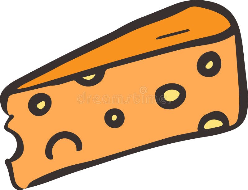 A Cartoon Drawing of a Slice of Orange Cheese Stock Vector ...