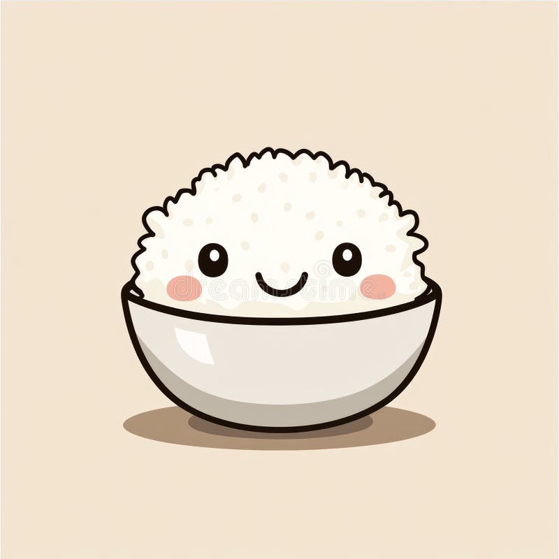 Rice Bowl Cartoon Rice In Bowl Vector. Japan Rice Cartoon. Wheat.