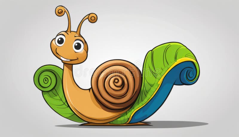 A Cartoon Drawing of a Snail with a Spiral Shell Stock Illustration ...