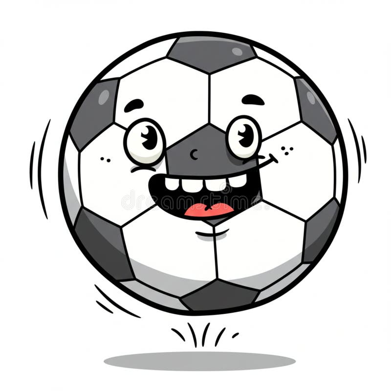 Cartoon Drawing of a Soccer Ball with a Friendly Face. the Ball Has ...