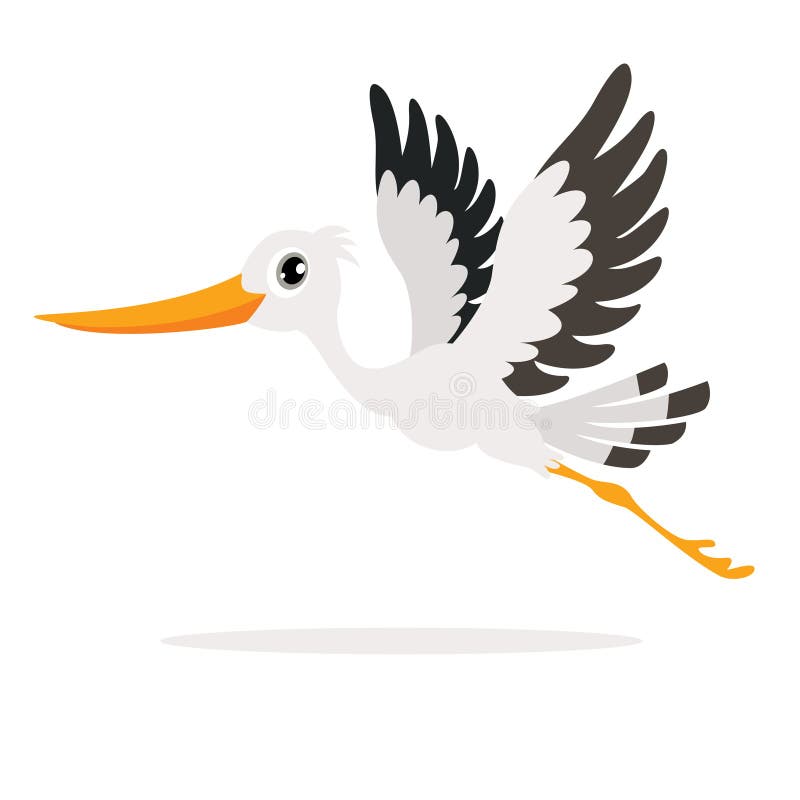 Cartoon Drawing of a Stork stock illustration. Illustration of flying ...