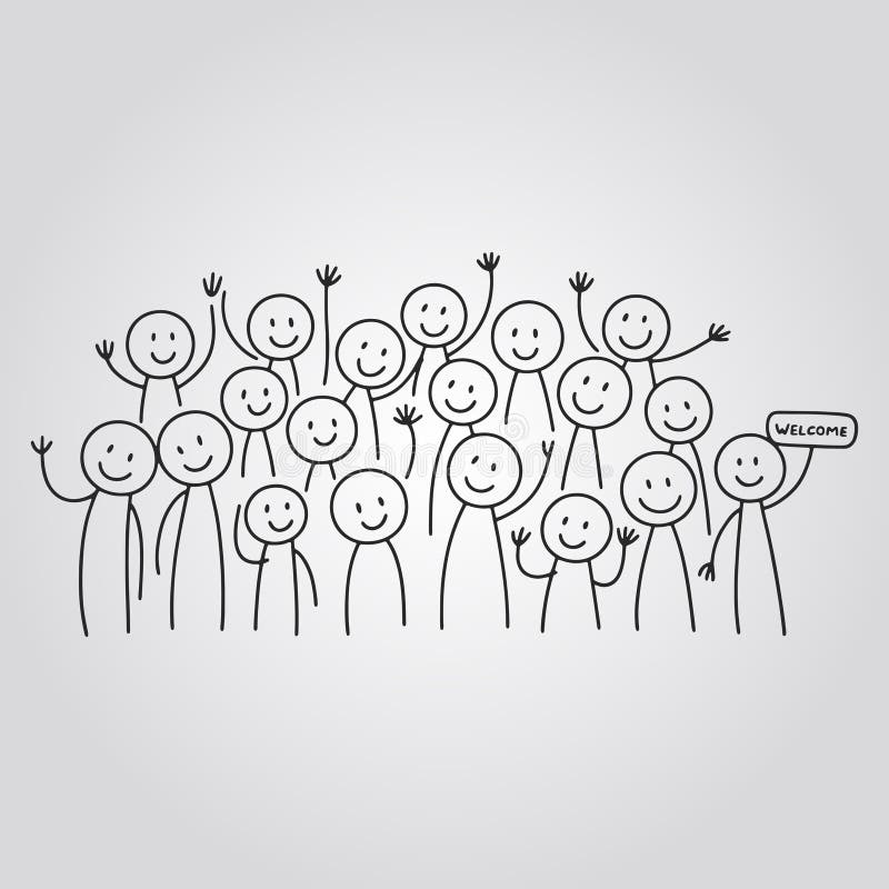 A Cartoon Drawing of a Teacher and Students. the Teacher is Smiling and ...