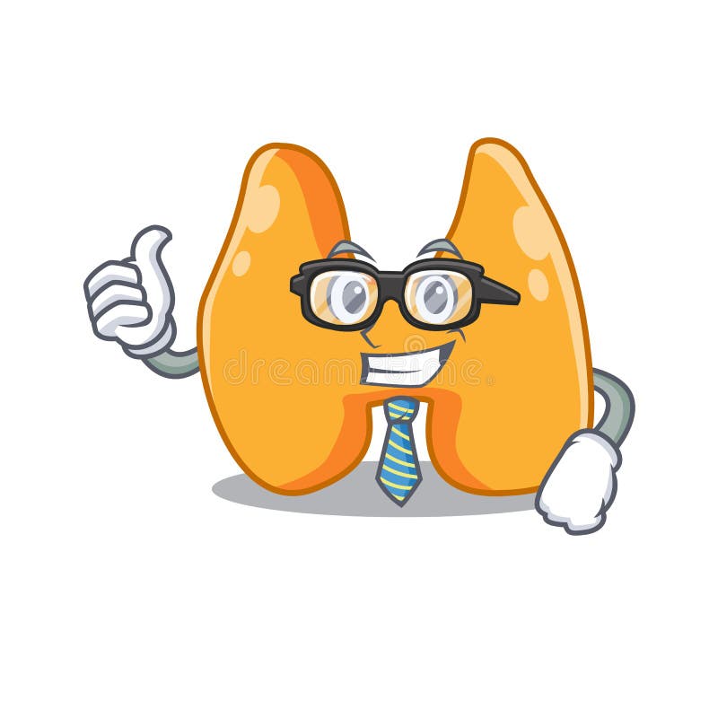 Cartoon Drawing of Thyroid Businessman Wearing Glasses and Tie Stock ...