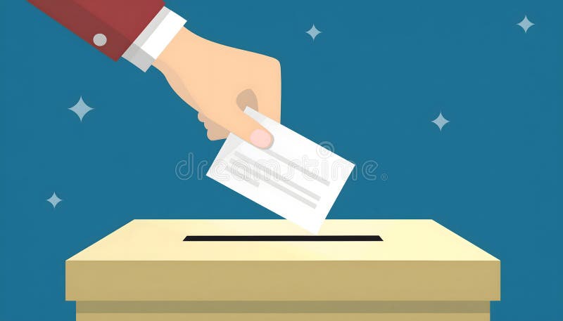 Cartoon Drawings of the Ballot is Dropped into the Ballot Box at the ...