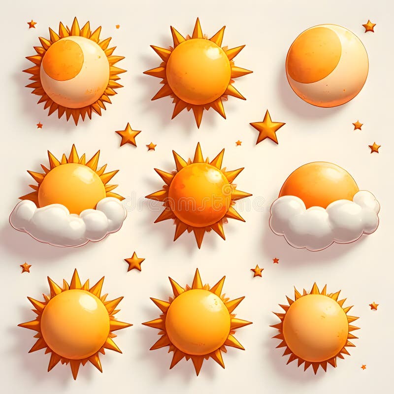 Cartoon Drawings of the Sun Moon Stars and Clouds Stock Illustration ...