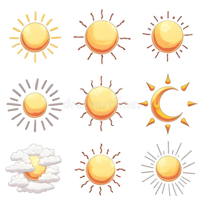 Cartoon Drawings of the Sun Moon Stars and Clouds Stock Illustration ...