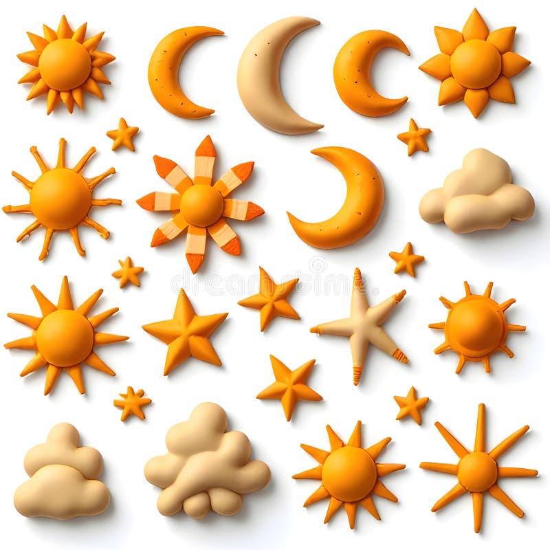 Cartoon Drawings of the Sun Moon Stars and Clouds Stock Illustration ...