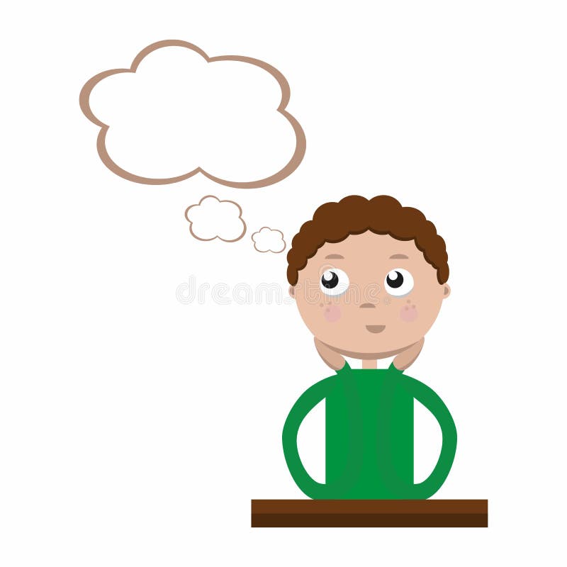 Cartoon dreaming boy stock vector. Illustration of thought - 76727608