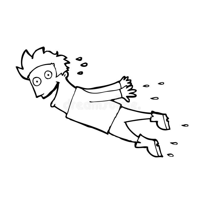 Cartoon Drenched Man Flying Stock Illustration - Illustration of water ...