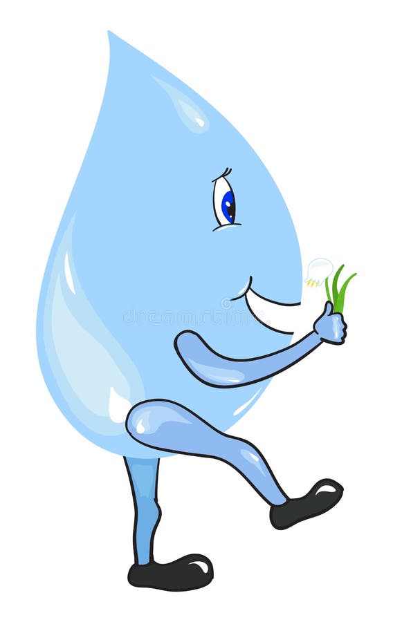 Cartoon drop and flower stock vector. Illustration of friendly - 143543931