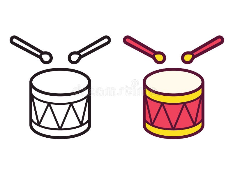 Cartoon Drum with Cute Face Stock Vector - Illustration of play, cute ...