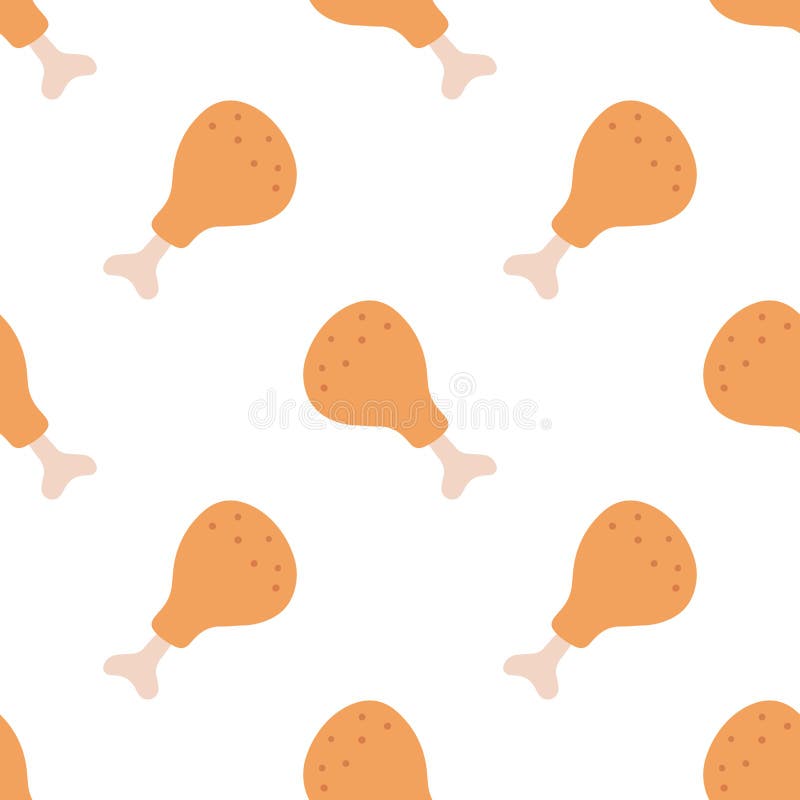 Cartoon Drumstick Chicken Seamless Patterns, Vector. Stock Vector ...