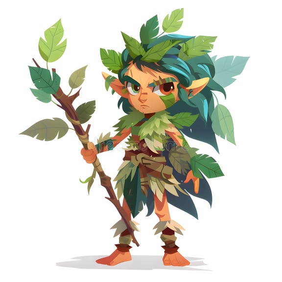 Cartoon Dryad isolated stock illustration. Illustration of leaves ...