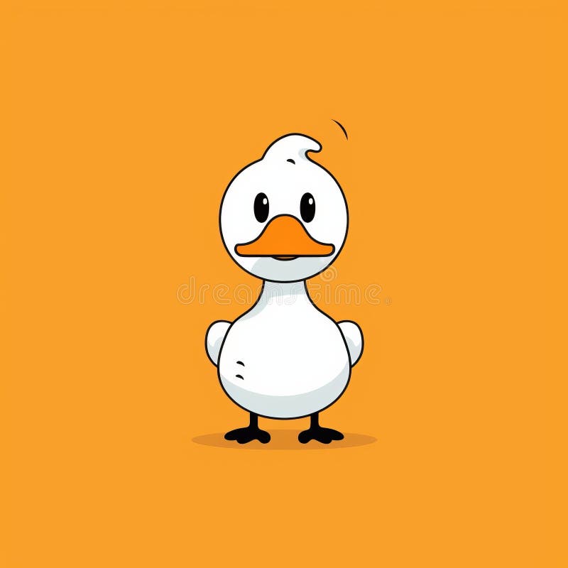 Minimalistic Cartoon Duck on Orange Background - High Resolution 2d ...