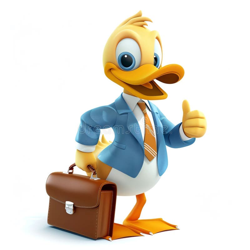 Cartoon Duck in Business Suit with Professional Look Stock Illustration ...