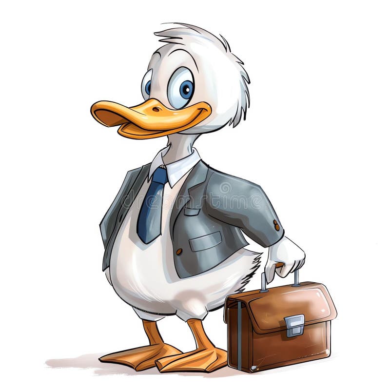 Cartoon Duck in Business Suit with Professional Look Stock Illustration ...