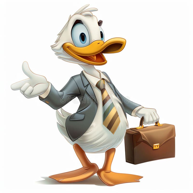 Cartoon Duck in Business Suit with Professional Look Stock Illustration ...