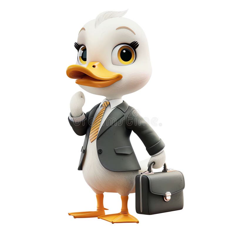 Cartoon Duck in Business Suit with Professional Look Stock Illustration ...