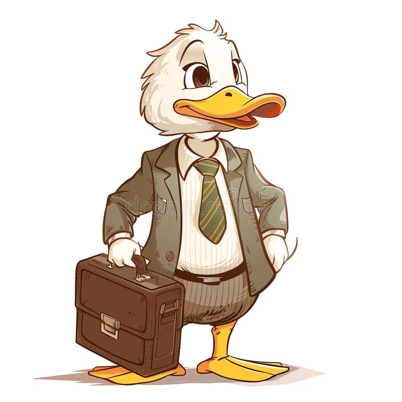 Cartoon Duck in Business Suit with Professional Look Stock Illustration ...
