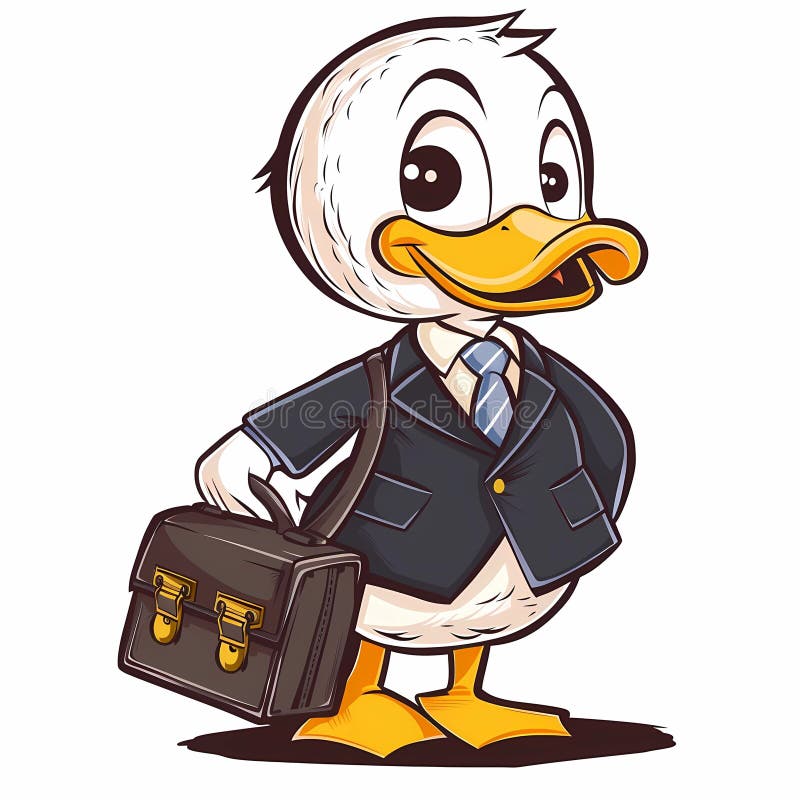 Cartoon Duck in Business Suit with Professional Look Stock Illustration ...