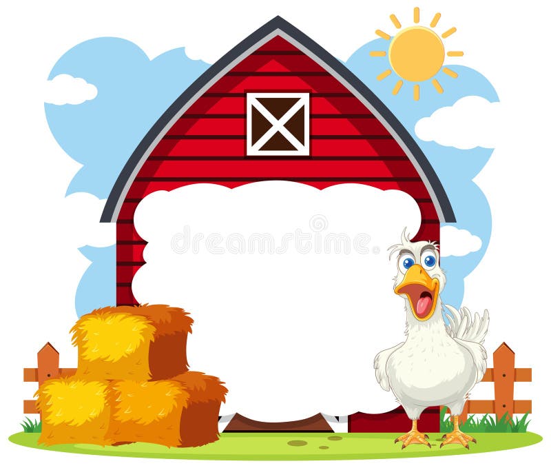 Cartoon Duck with Frame a Red Barn Stock Vector - Illustration of ...