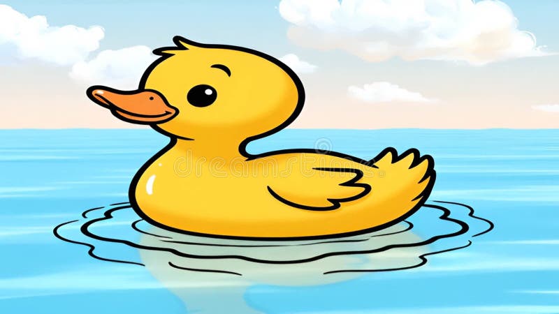 A Cartoon Duck Swimming in Pond Stock Video - Video of kids, crayon ...