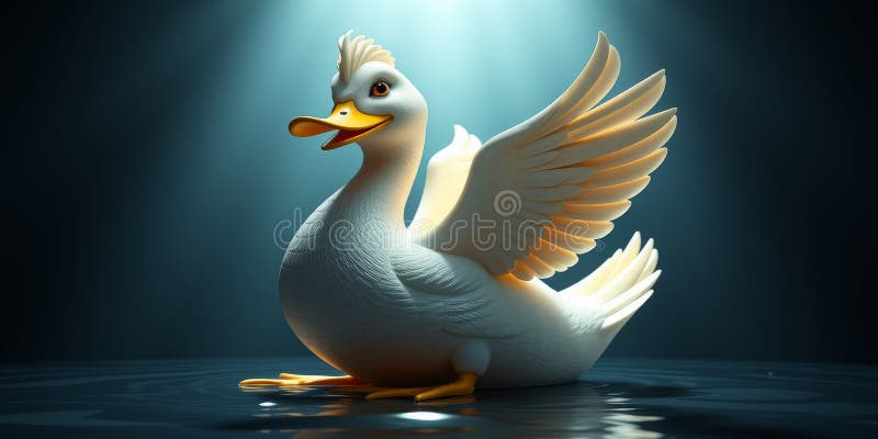 A Cartoon Duck with White Feathers and a Yellow Beak Stock Illustration ...