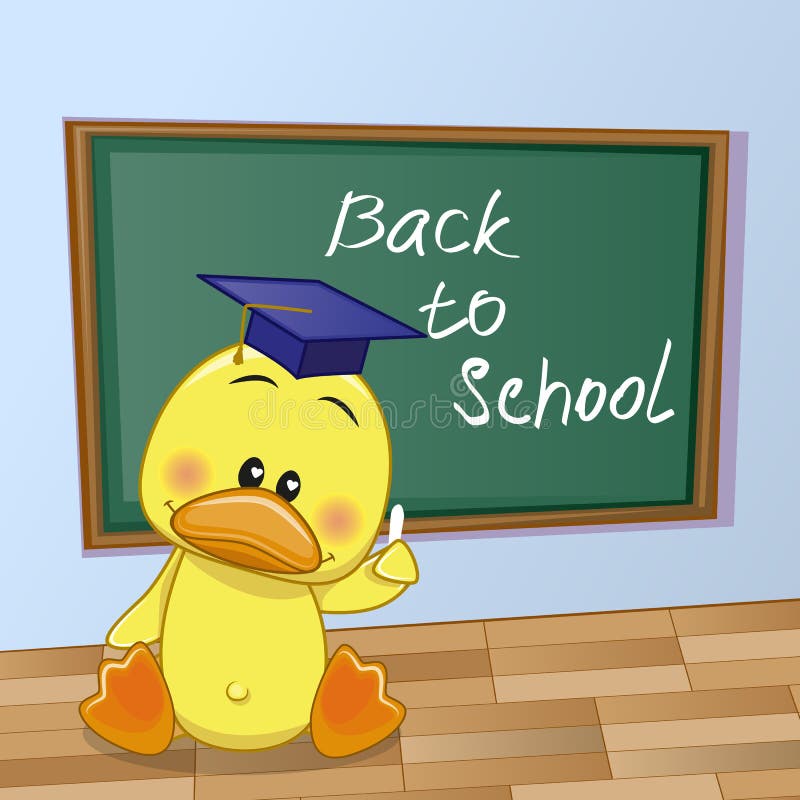 Cartoon Duck Wrote in Classroom Stock Vector - Illustration of school ...