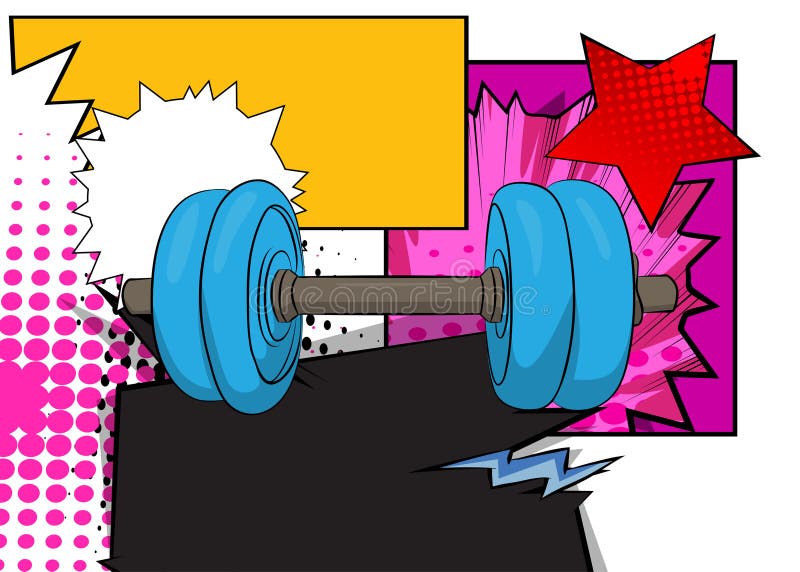 Cartoon Dumbbell, Comic Book Gym. Retro Vector Comics Pop Art Design ...