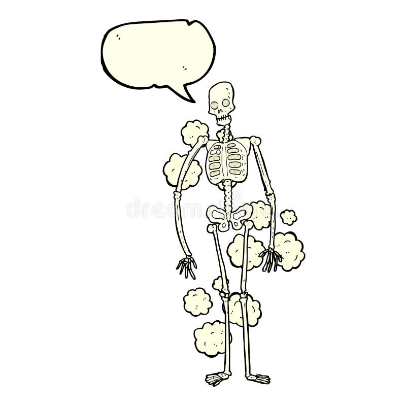 Cartoon Dusty Old Skeleton with Speech Bubble Stock Illustration ...