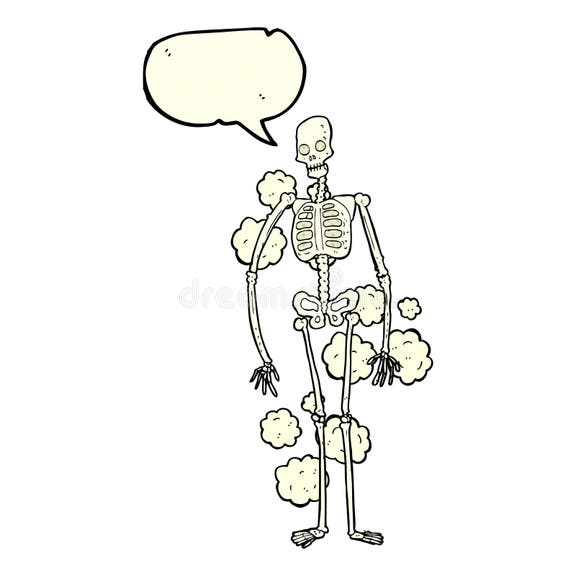 Cartoon Dusty Old Skeleton with Speech Bubble Stock Illustration ...