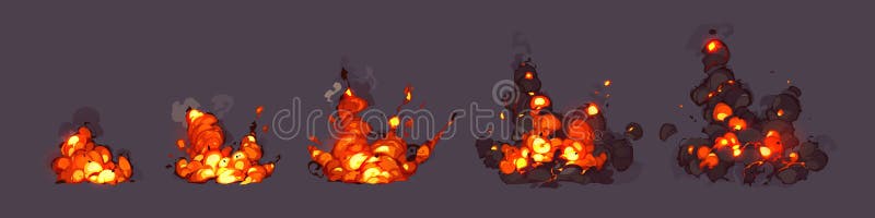 Cartoon Dynamite or Bomb Explosion, Fire Boom Set Stock Vector ...