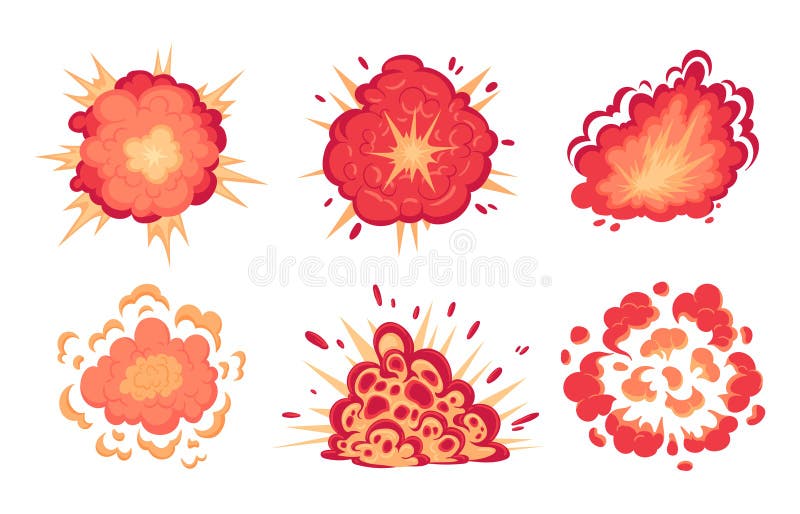 Cartoon Dynamite Bomb Explosions. Danger Bomb Detonation Fire Burning ...