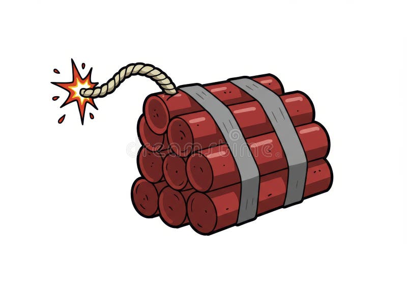 Cartoon Dynamite Illustration with Lit Fuse Isolated on White Stock ...