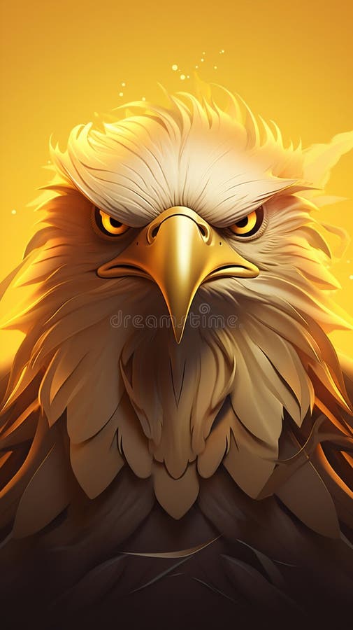 Cartoon Eagle on Light Yellow Gradient Background. Generative Ai Stock ...