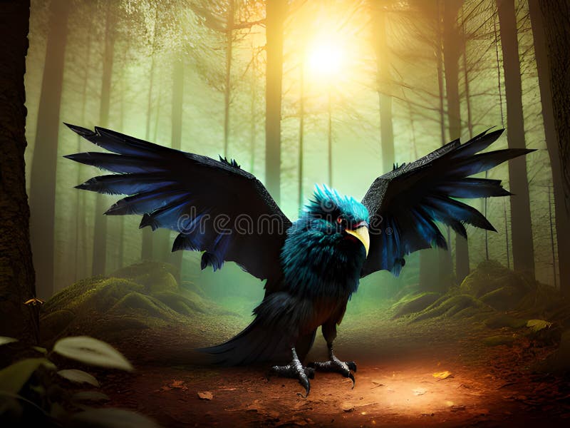 Cartoon Eagle Monster in Forest, AI Generated Stock Illustration ...