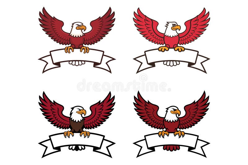 Cartoon Eagle with Red Wings and Banner. Vector Design with White ...