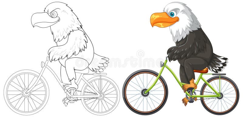 A cartoon eagle riding stock vector. Illustration of outdoors - 347271969