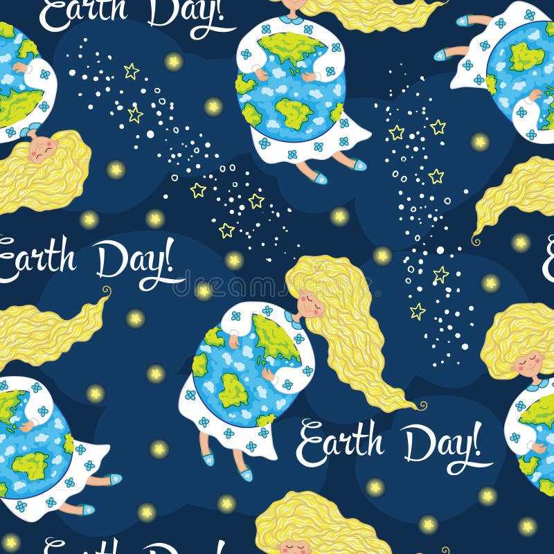 Cartoon Earth Day Seamless Pattern. Vector. Stock Vector - Illustration ...