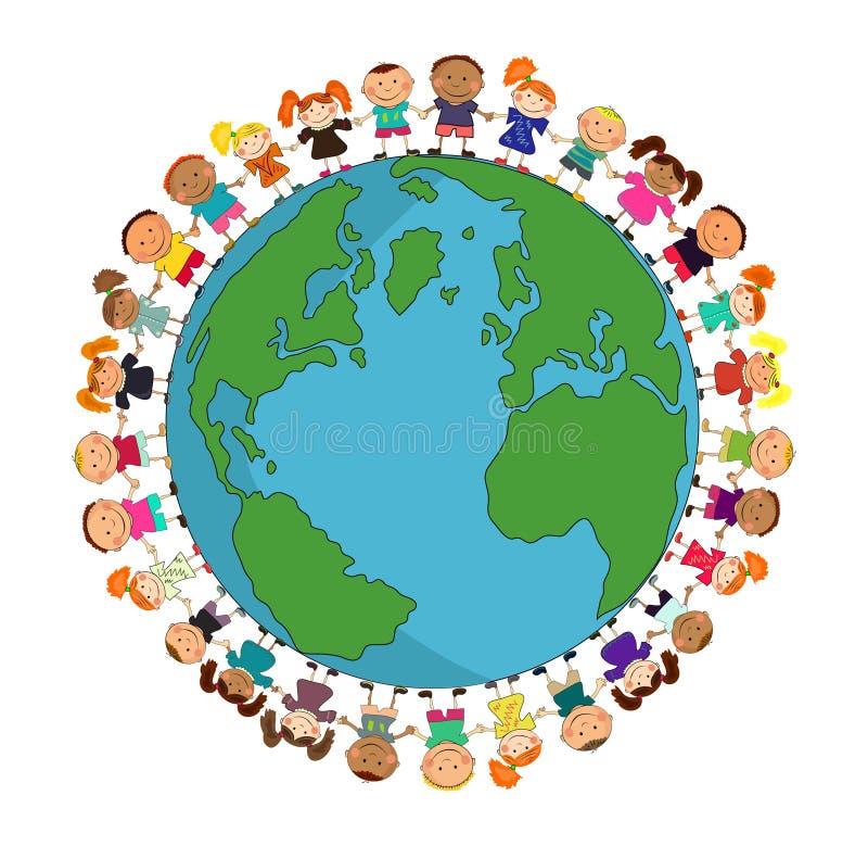 Cartoon earth with kids stock vector. Illustration of diversity - 14053648