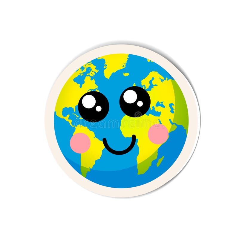 Cartoon Earth Planet Icon with Cute Face on White Stock Illustration ... Cartoon Earth Planet Icon with Cute Face on White Stock Illustration ...