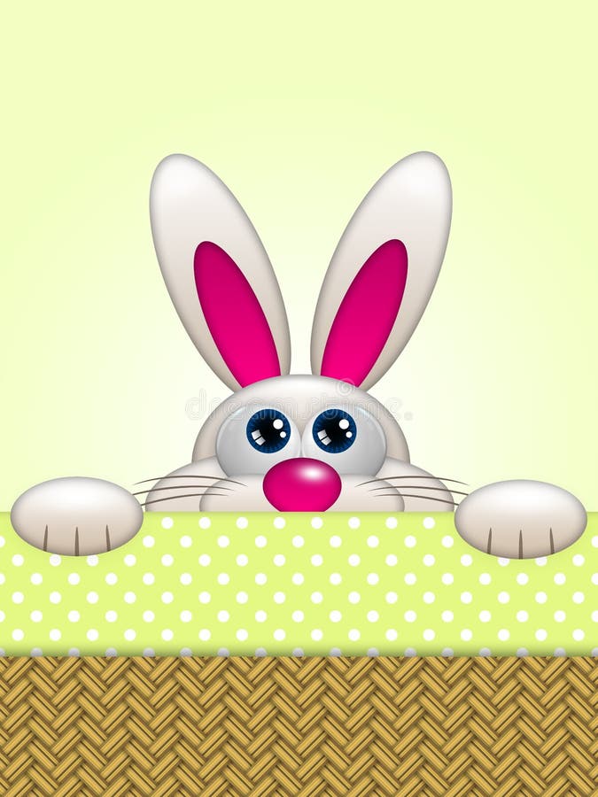 Cartoon Easter Bunny in Basket Stock Illustration - Illustration of ...