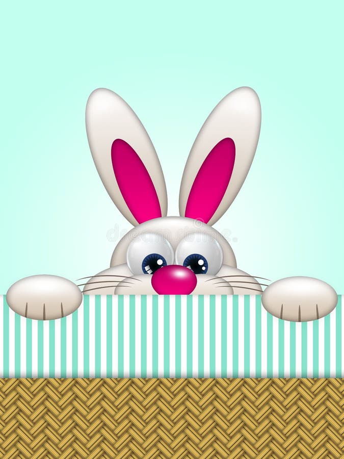 Cartoon Easter Bunny in Basket Stock Illustration - Illustration of ...