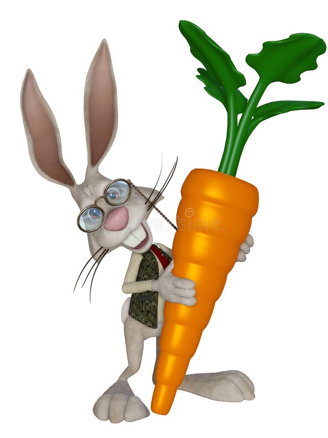 Cartoon Easter Bunny with a Big Carrot Stock Illustration ...