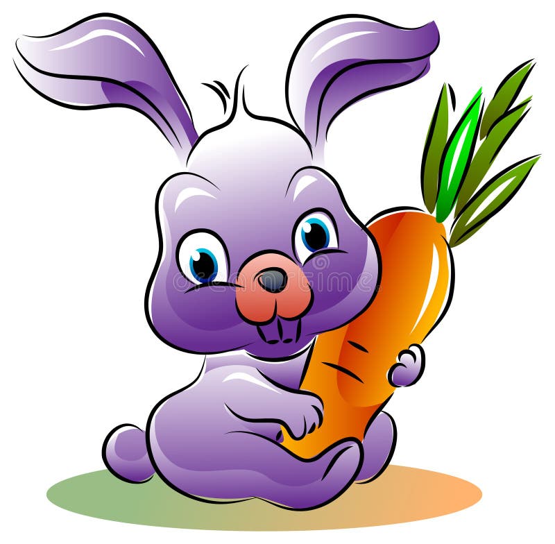 Cartoon Easter Bunny with a Carrot Stock Vector - Illustration of ...