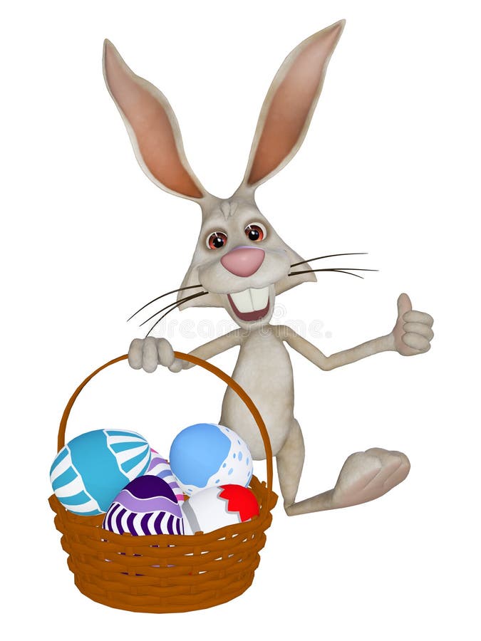 Cartoon Easter Bunny with Easter Eggs and a Carrot Stock Illustration ...