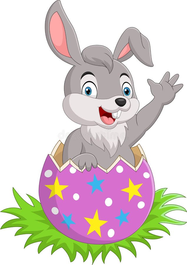 Cartoon Easter Bunny in the Easter Egg Stock Vector - Illustration of ...
