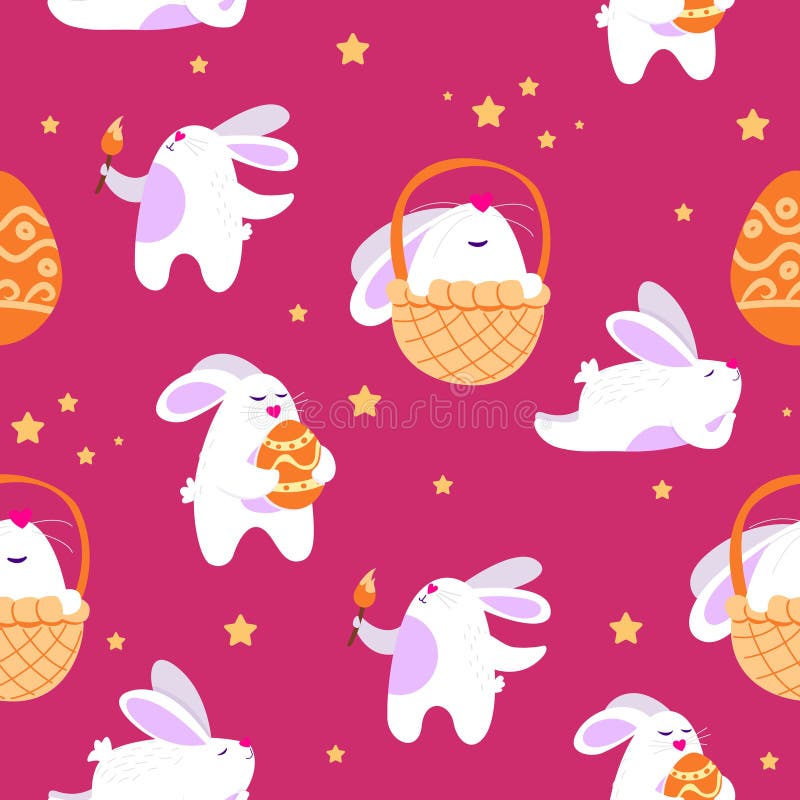 Cartoon Easter Bunny Pattern. Happy Easter Stock Illustration ...