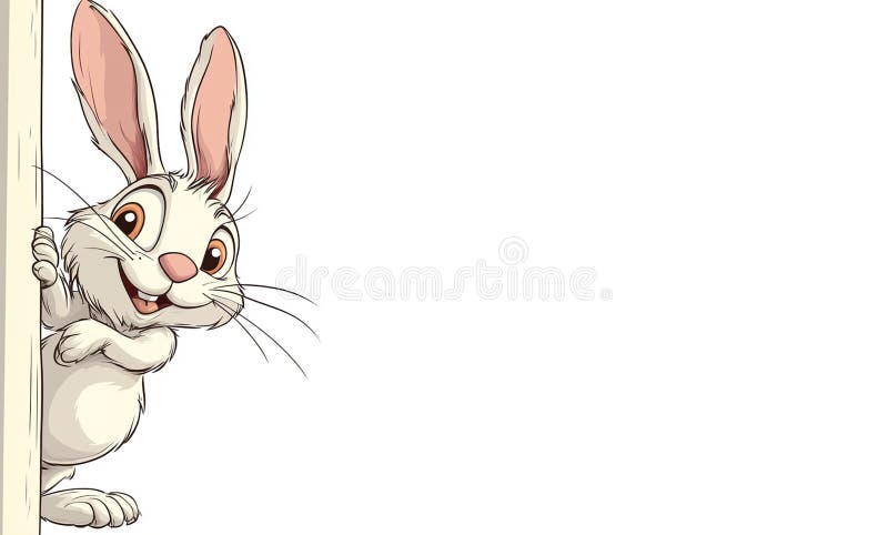 Cartoon Easter Bunny Peeking Around a Corner. Generative AI Stock ...