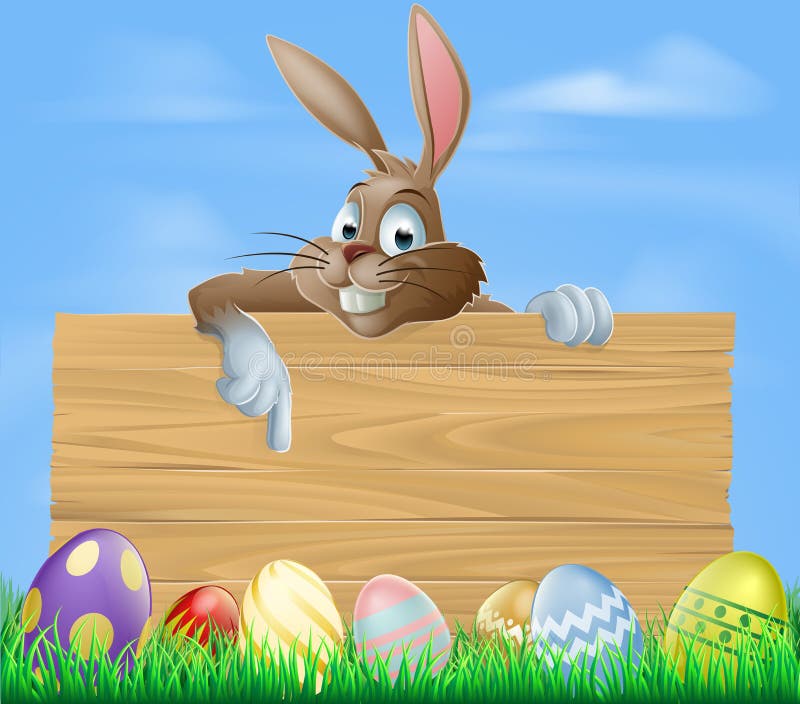 Cartoon Easter Bunny Pointing Stock Vector - Illustration of decorated ...